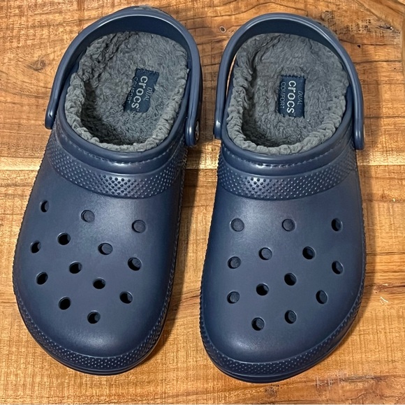 CROCS | Shoes | Crocs Navy Blue Fleece Lined Classic Clog Size Mens ...